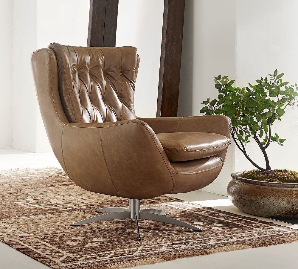 Wells tufted leather swivel recliner store
