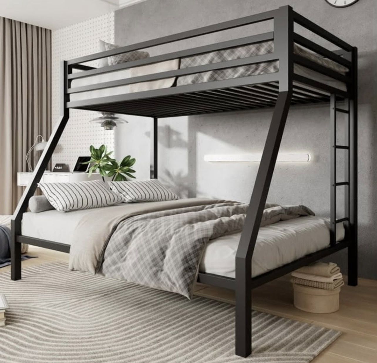 New - Twin Over Full Size Metal Bunk Bed With Removable Ladder for Sale ...