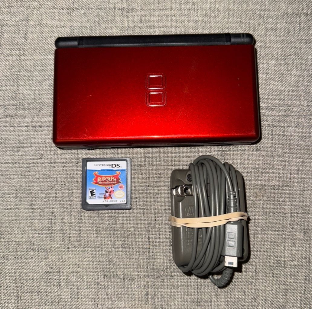 RED NINTENDO DS LITE HANDHELD CONSOLE WITH VIDEO GAME & CHARGER for ...