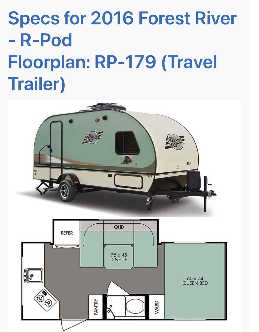 2016 R-Pod 179 Travel Trailer Good River Edition for Sale in Tacoma, WA ...