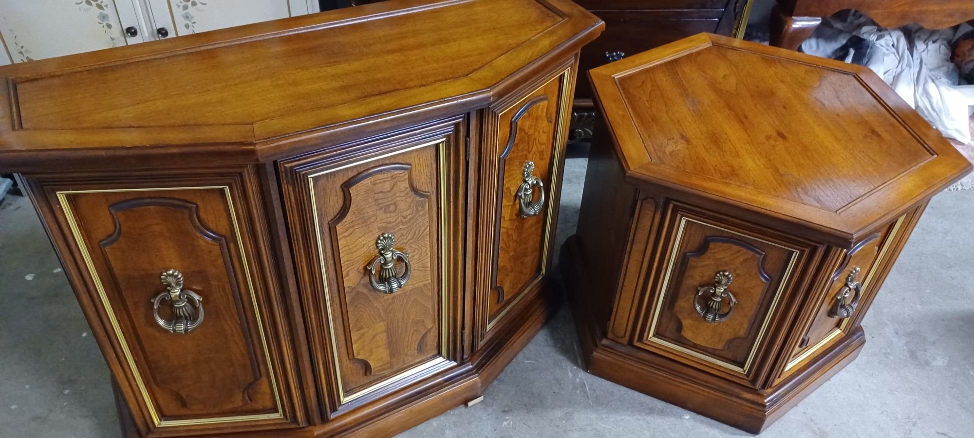 MCM Credenza/entryway Table And Hexagon End Table-Read Price for Sale ...