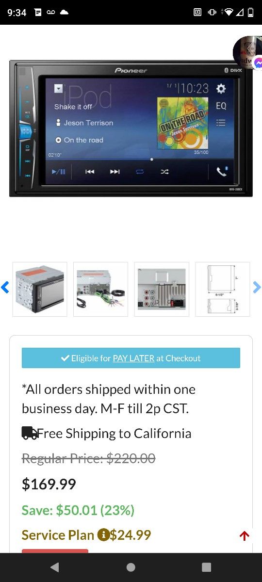 Pioneer Touch Screen Car Stereo