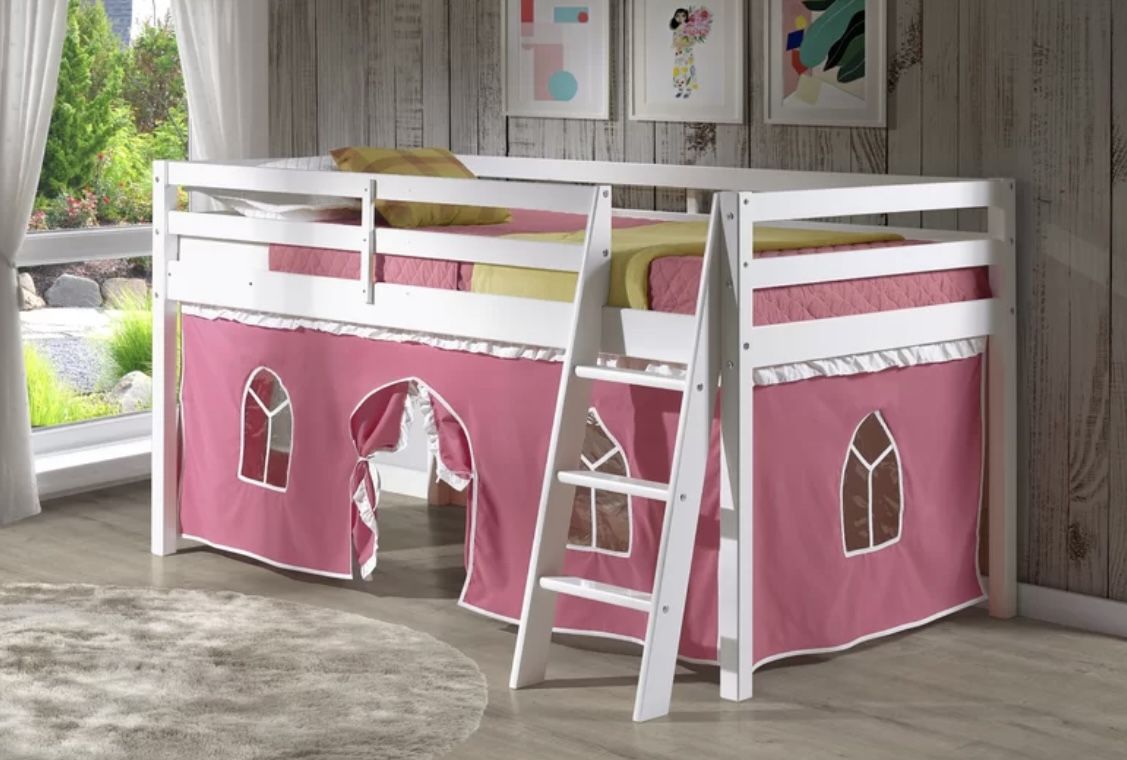 Gladwin Twin Solid Brazilian Pine Wood Junior Loft Bed With Interchangeable Tents for Sale in Braintree MA OfferUp