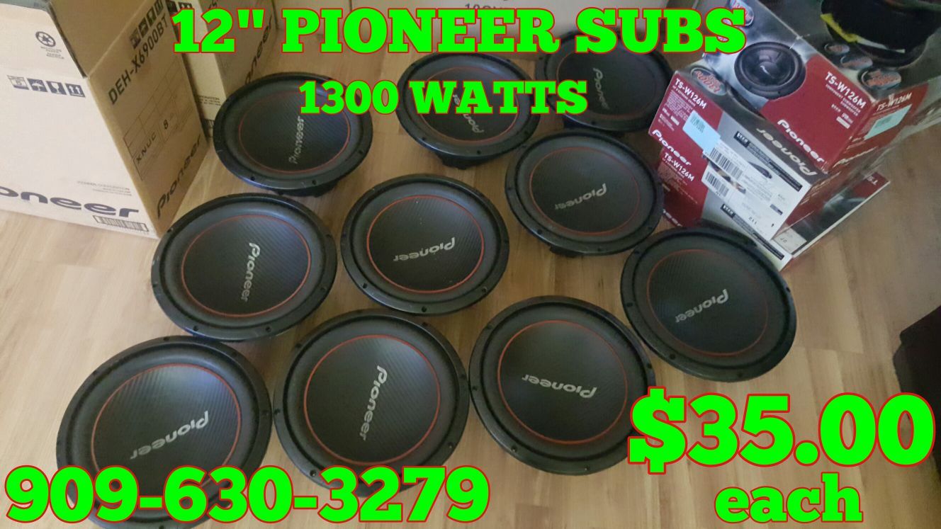 12" PIONEER SUBS. 1300 WATTS EACH! for Sale in San Bernardino, CA - OfferUp