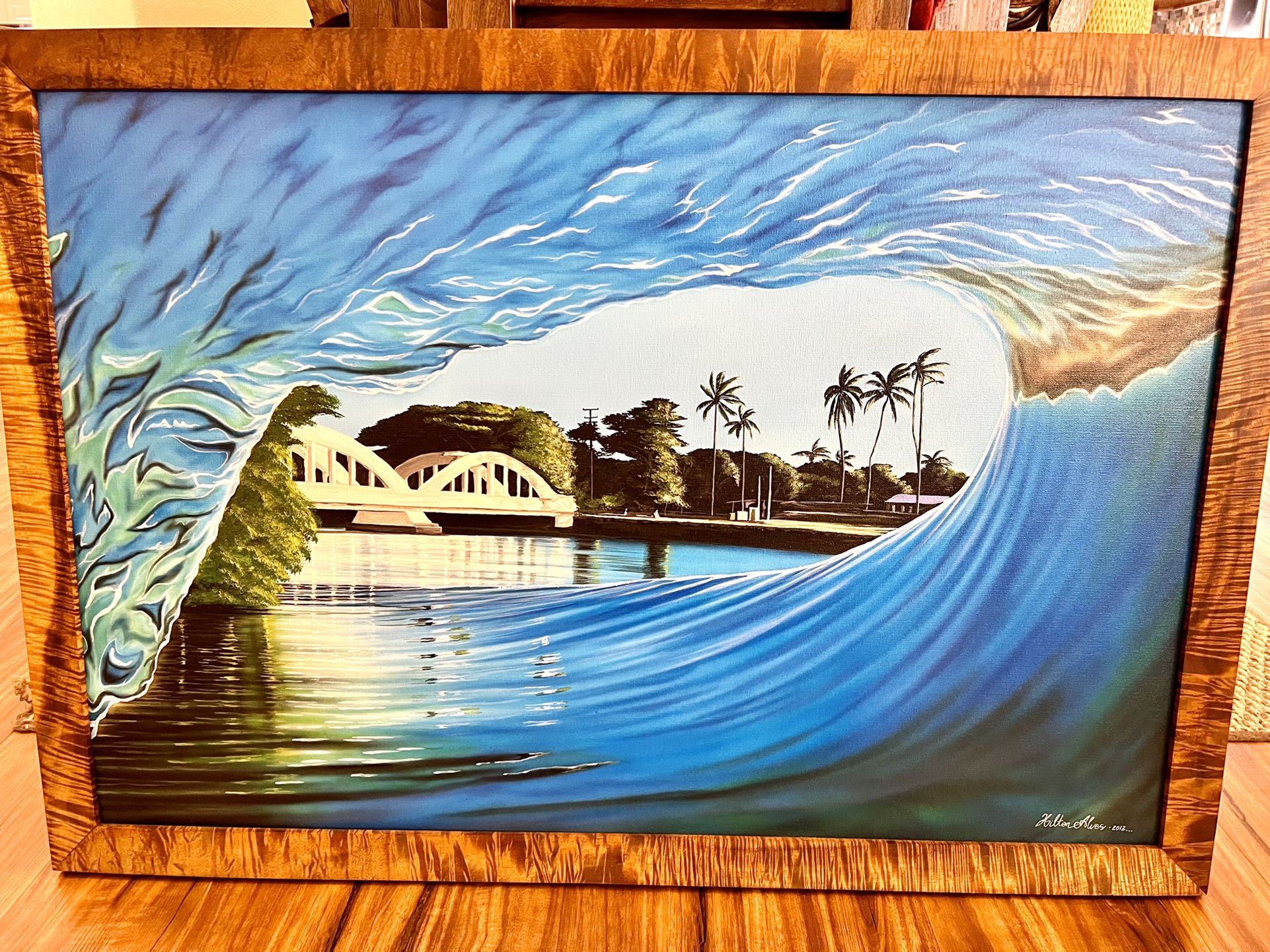 Original oil painting, Haleiwa Oahu, iconic rainbow bridge for Sale in ...