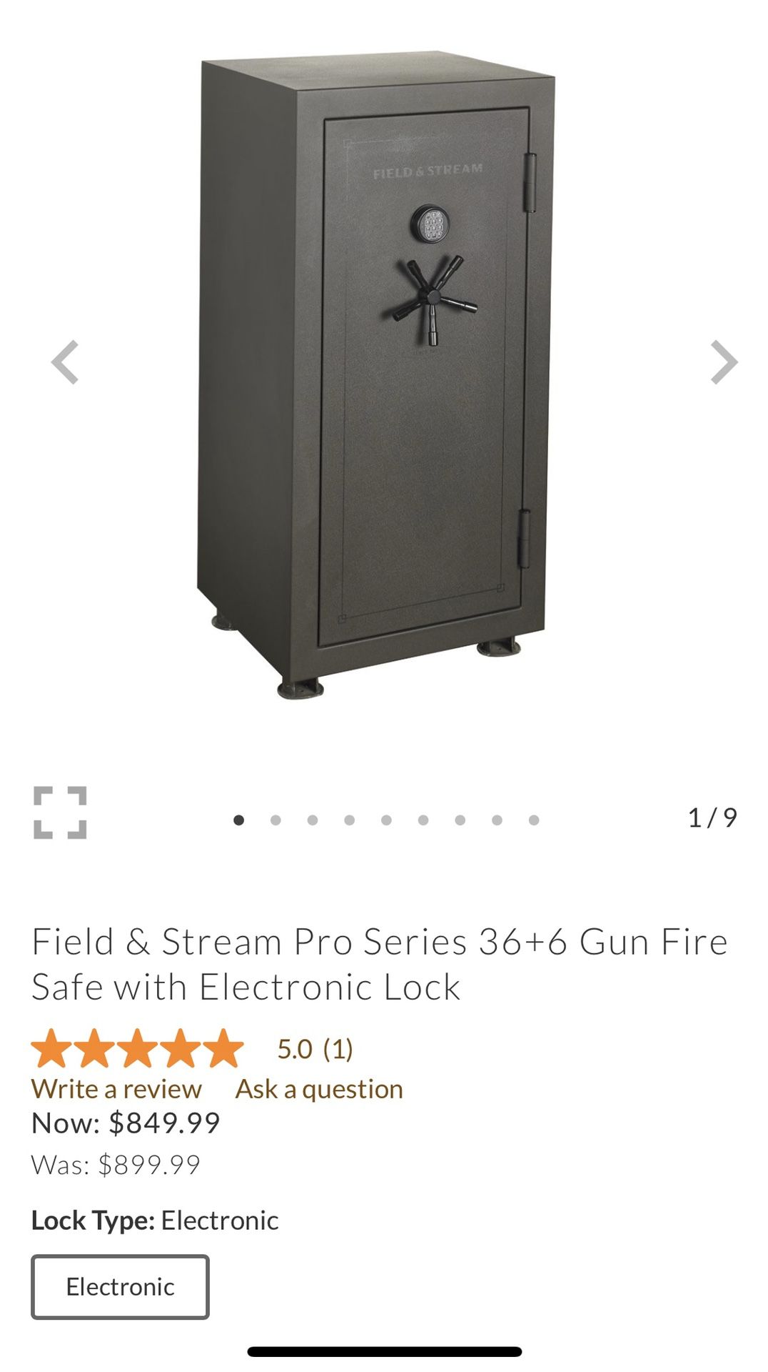 Field and Stream Pro Series 36+6 Gun Fire Safe with Electronic Lock ...