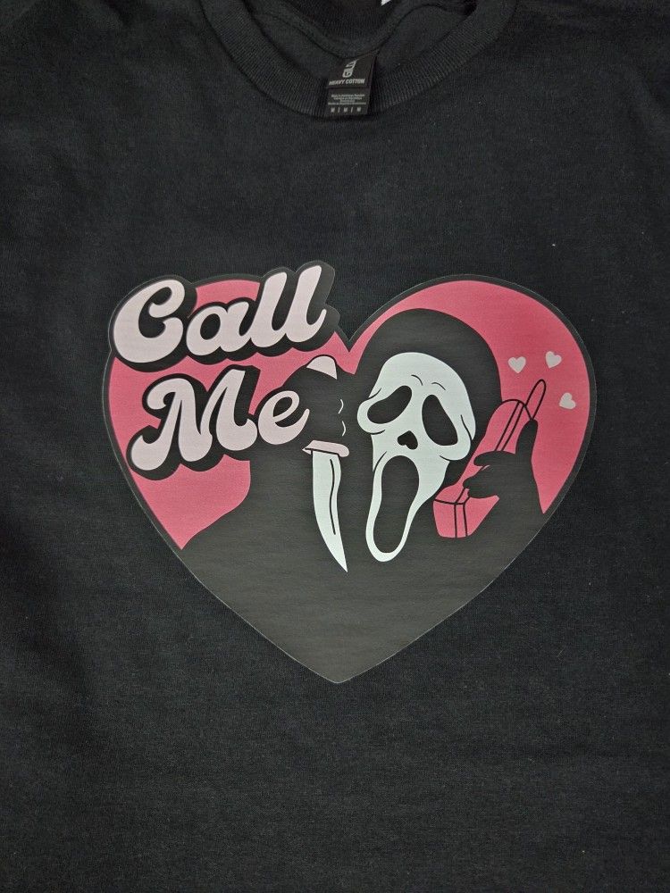"Call Me" Pink Heart With Scream Halloween T-shirt for Sale in San ...