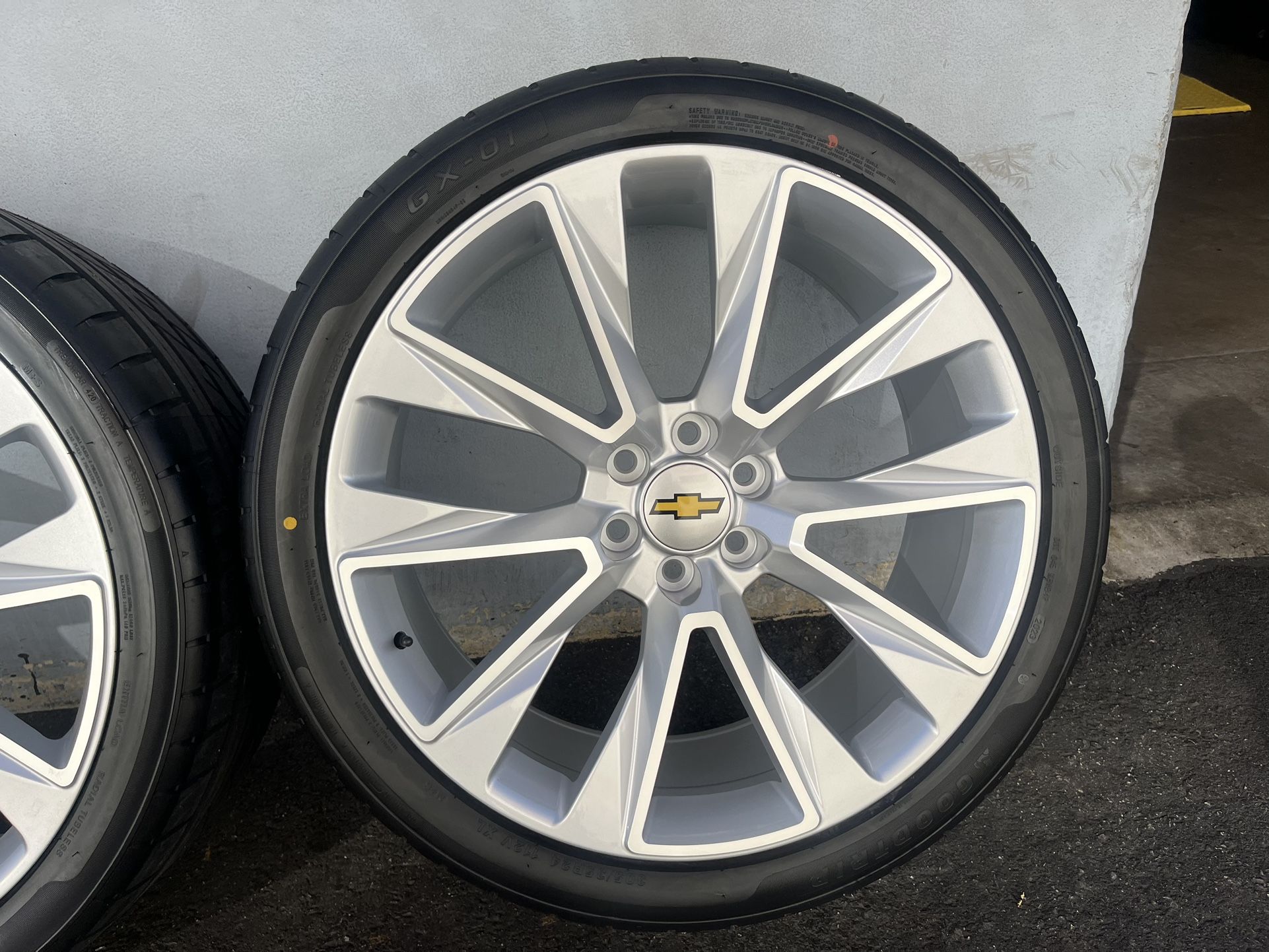 24” INCH CHEVY/GMC DENALI BRUSHED SILVER WHEELS/RIMS WITH TIRES for ...