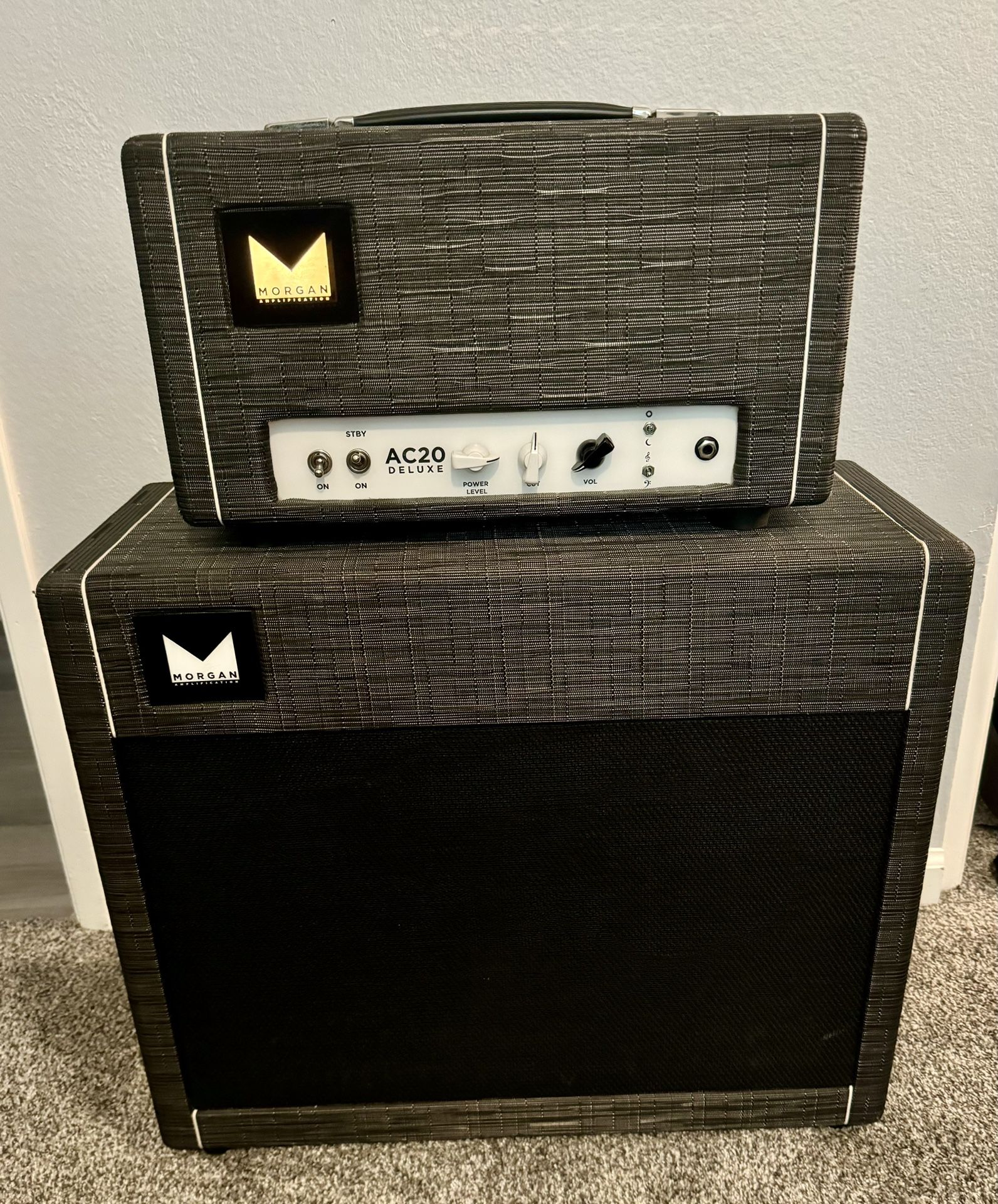 Morgan AC 20 Deluxe Head Guitar Amp And matching 1x12 Pre Production ...