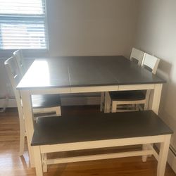 Blake gray & white 6 piece dining set with storage bench store