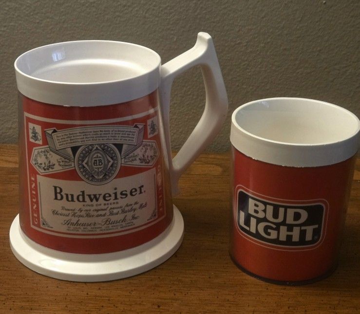 Vintage 1970s Budweiser Flambeau Plastic Beer Stein Mug and Bud Light ...