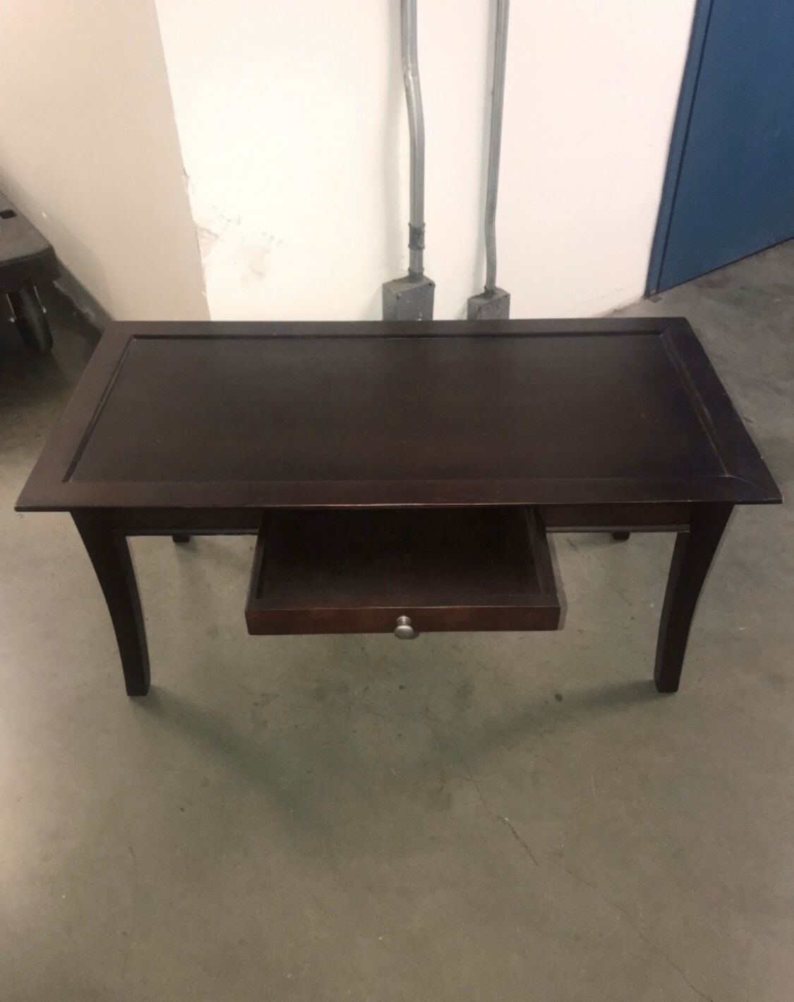 Espresso colored coffee table with one pull out drawer for Sale in ...