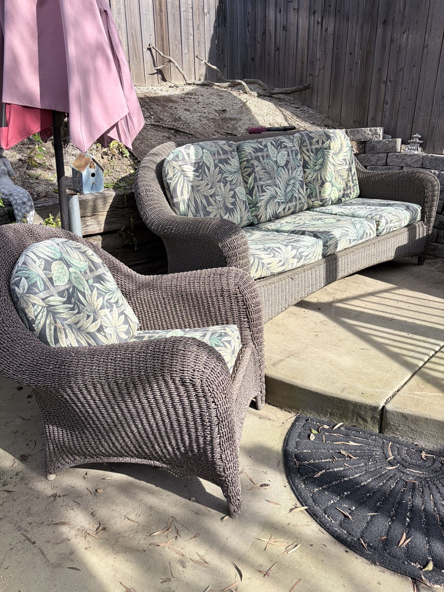 patio set couch chair coffee table with glass top for Sale in Temecula ...