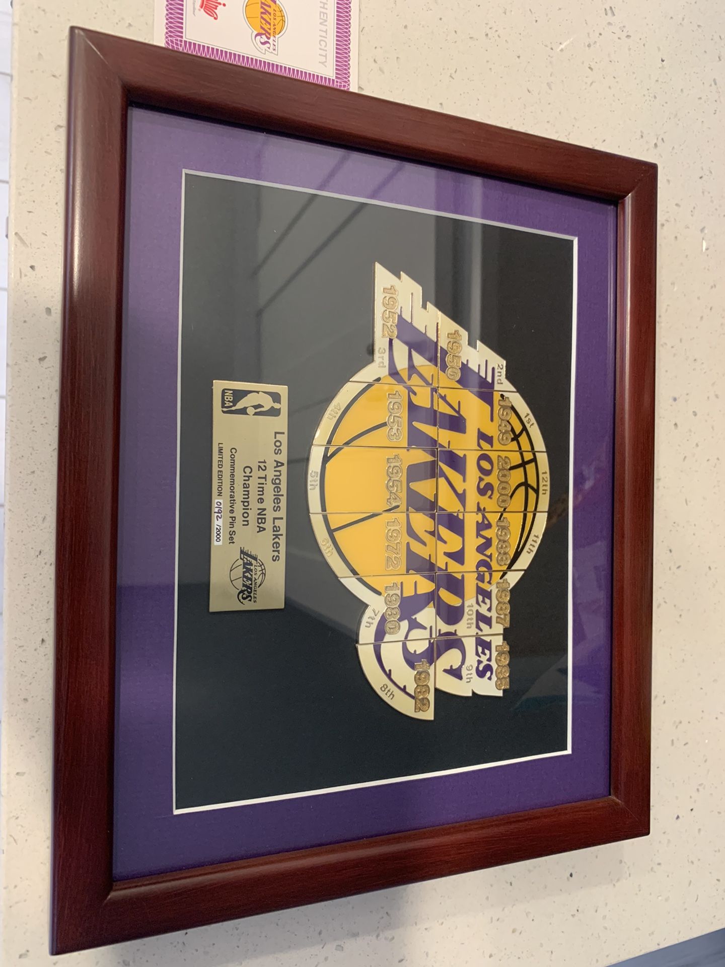 Limited addition Lakers championship pin set. 192 of 1000. Collage of ...