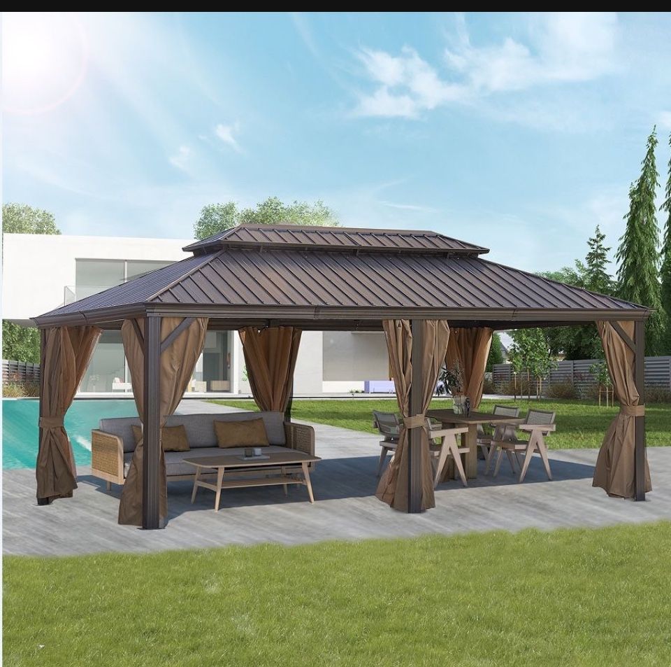 12*20FT patic gazebo,alu gazebo with steel canopy,Outdoor Permanent ...