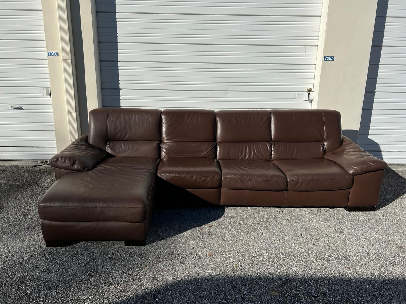 ItalSofa Brown Real Leather L-shape Couch Sofa Sectional in Great ...
