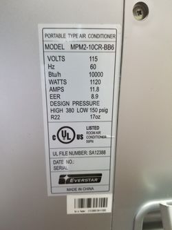 Everstar Portable Air Conditioner for Sale in Federal Way, WA - OfferUp