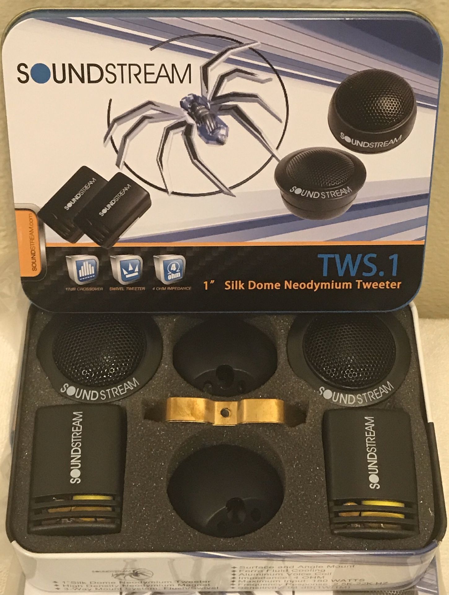 New SOUNDSTREAM 1” inch 180 Watts Car Audio Dome Component Tweeters ...