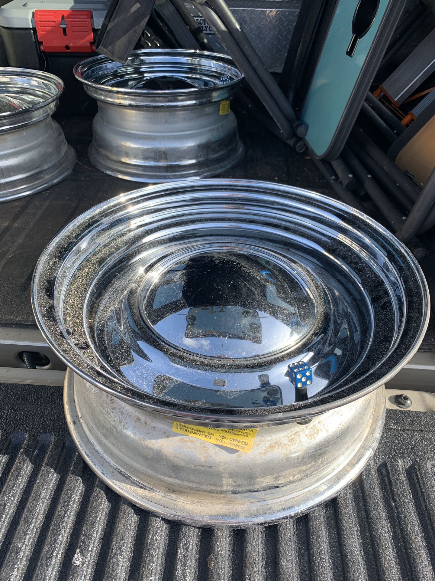 Chrome Reverse Uni-Lug 15” Baby Moon Rims/Wheels Set 4 with Centercaps ...