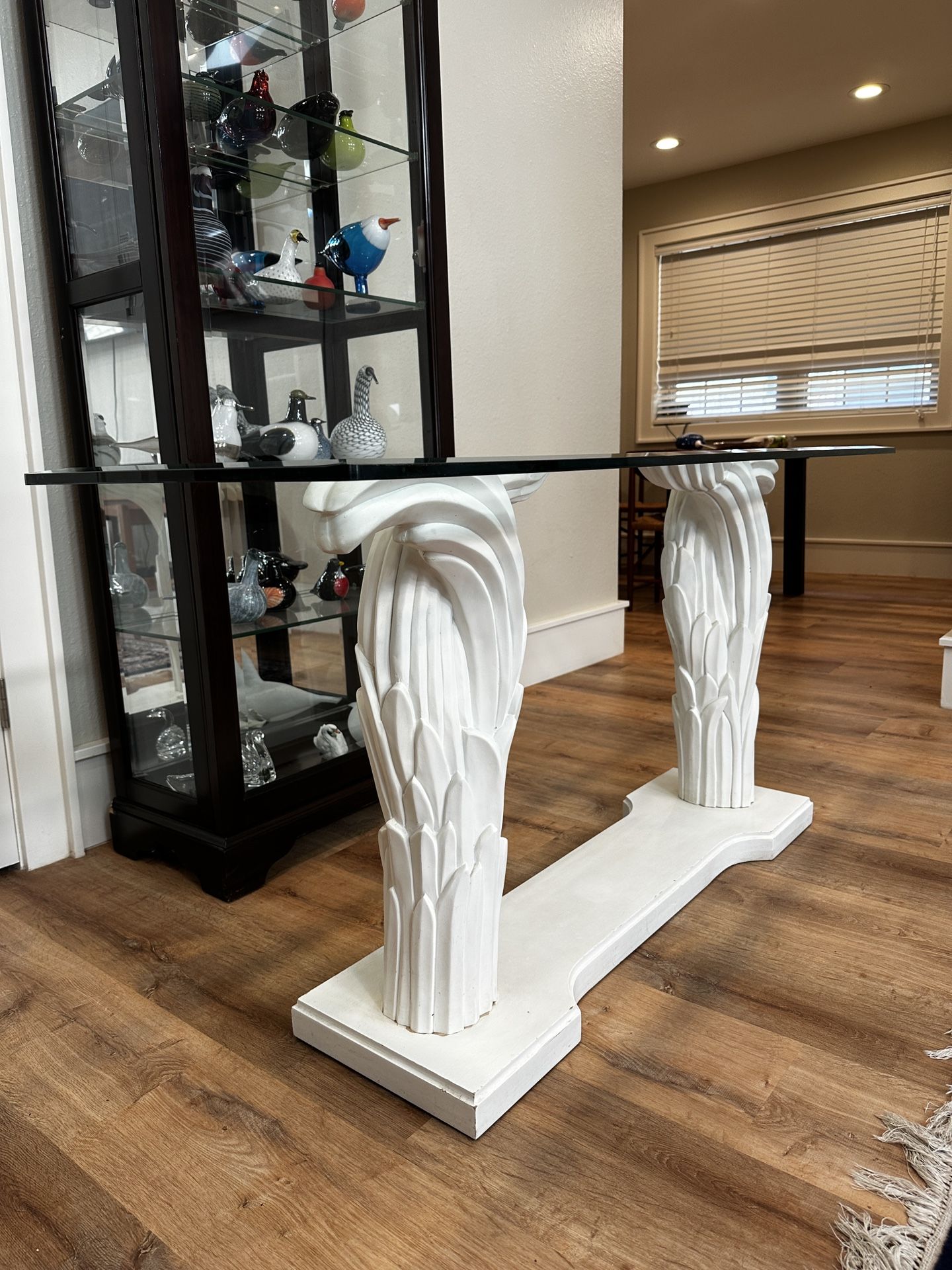 Stylish Glass Top Console Table – Palm/Feather Base for Sale in Midland ...