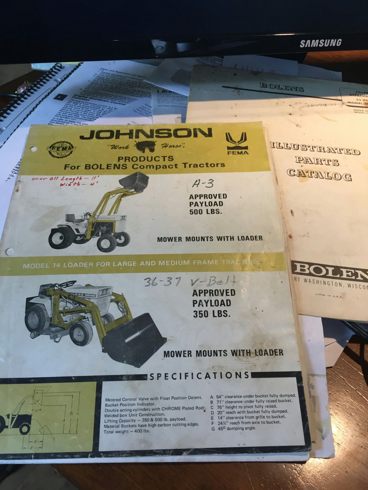 Johnson Workhorse Loader Model 14 for compact tractor (Bolens, Kubota ...