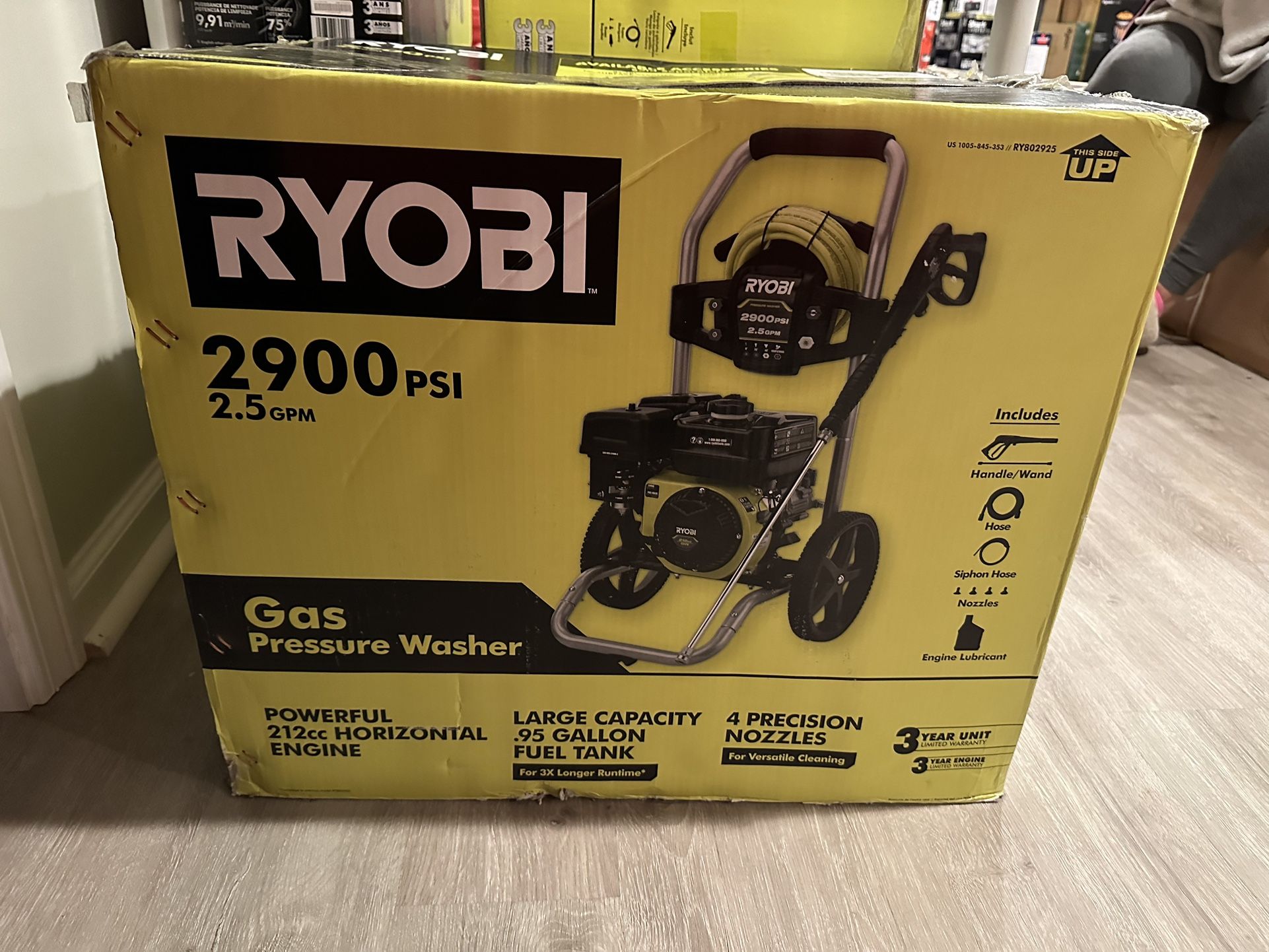 RYOBI 2900 PSI 2.5 GPM Cold Water Gas Pressure Washer with 212cc Engine ...