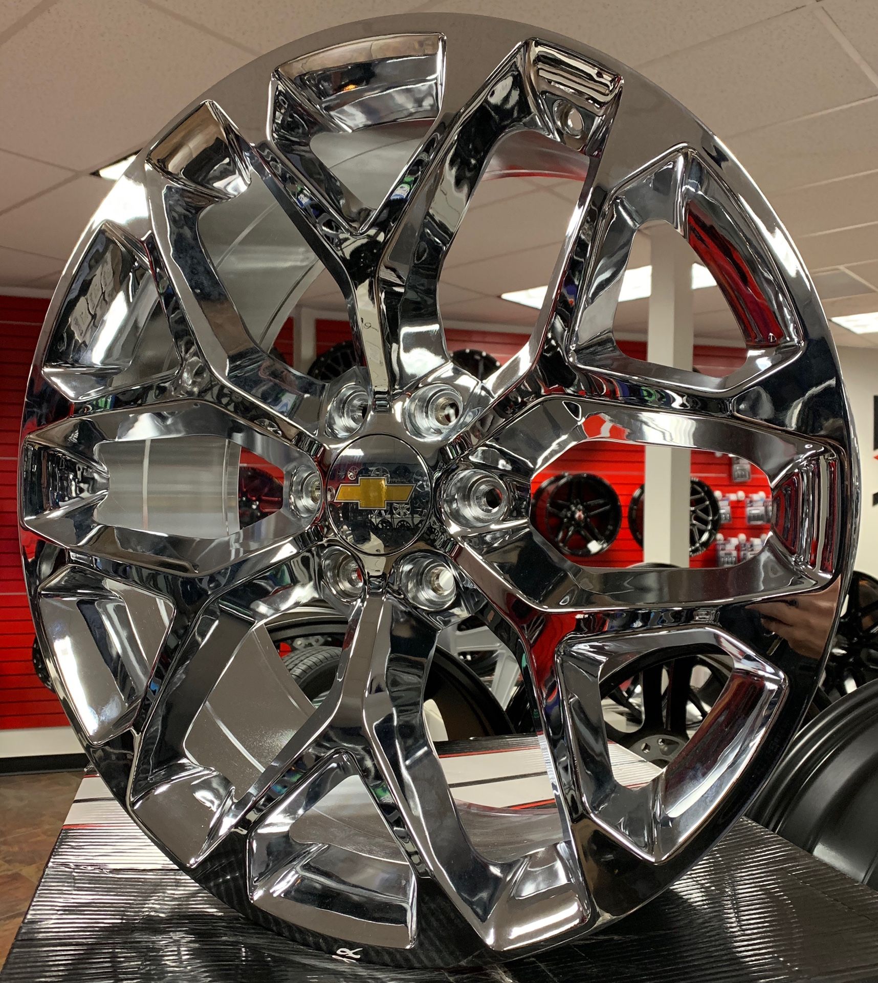 24” Chrome Snowflake Wheels with Tires fits Chevy Tahoe, Silverado ...