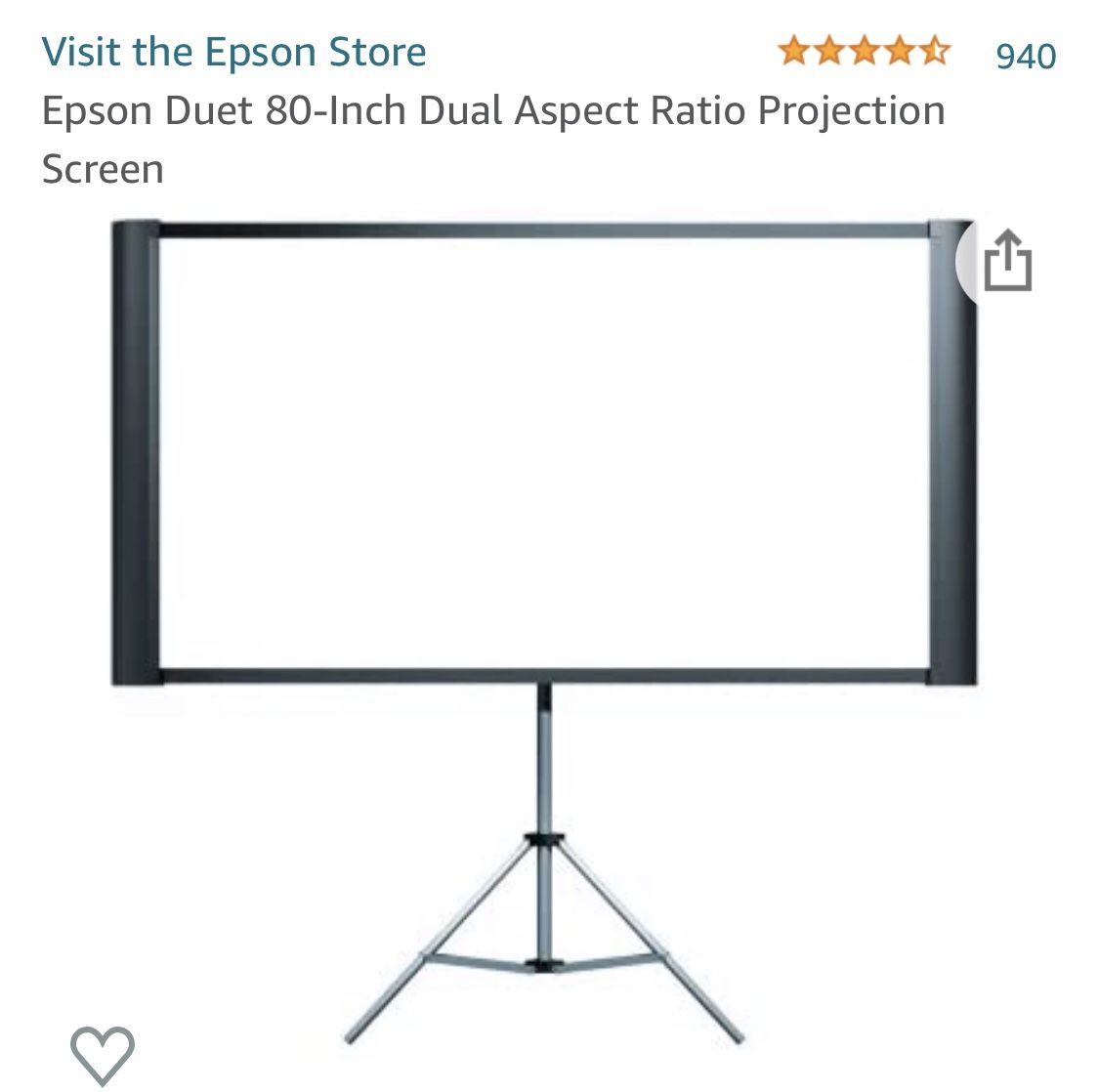Epson Duet 80-Inch Dual Aspect Ratio Projection Screen for Sale in ...