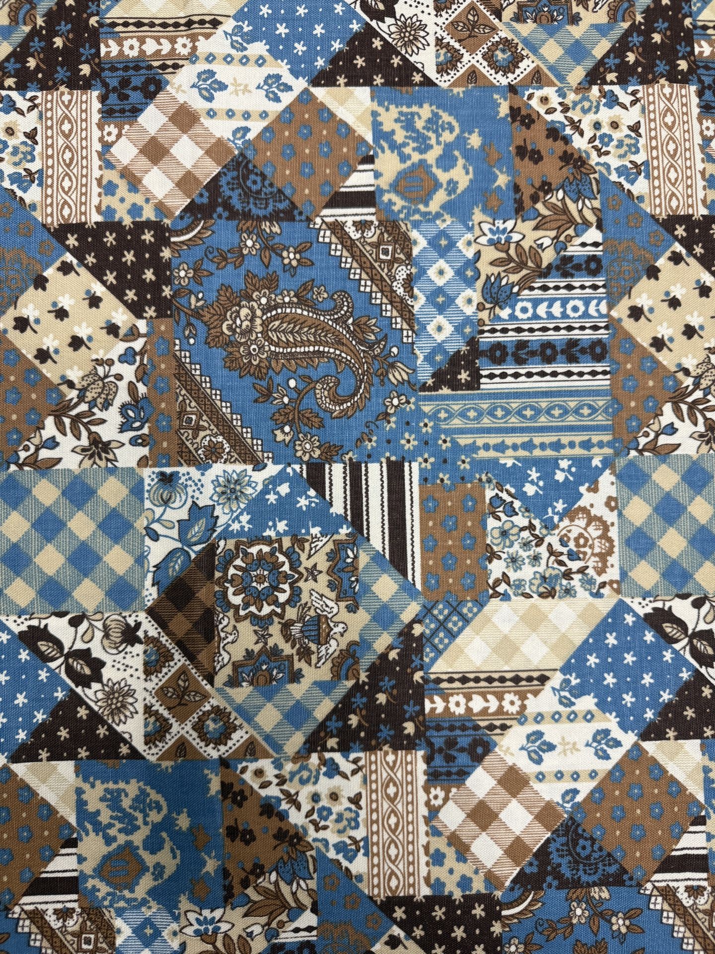 Vintage Perriwig Prints by Waverly Blue Brown Patchwork Quilt Pattern 5 ...