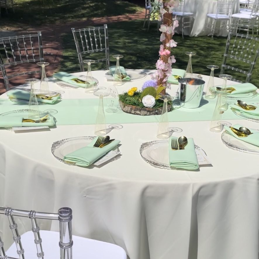 Mint And Ivory Table Setting Elegant Custom Ivory Wedding Menus,