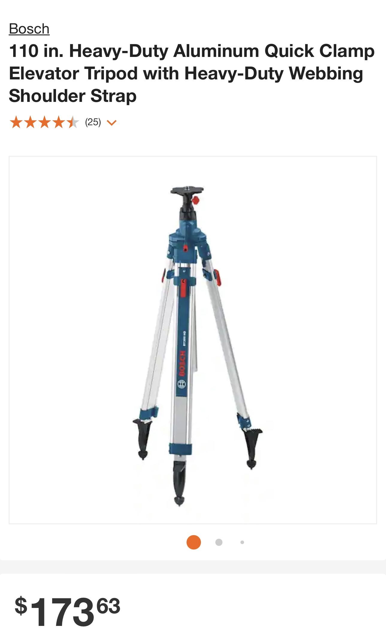 BOSCH 110 in. Heavy-Duty Aluminum Quick Clamp Elevator Tripod with ...