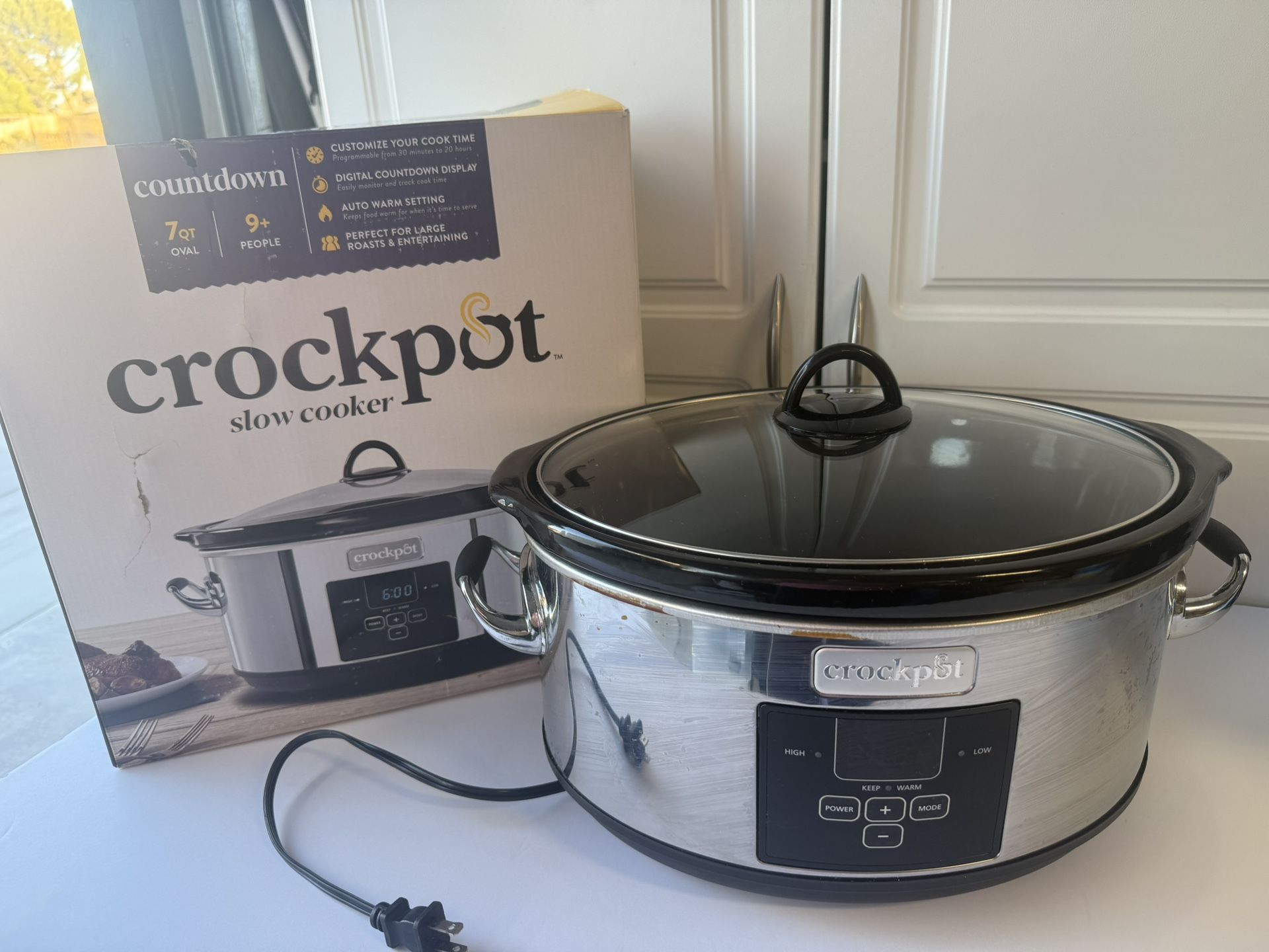 Crock-Pot 7 Quart Programmable Slow Cooker with Digital Timer, Food Warmer, Polished Platinum ...