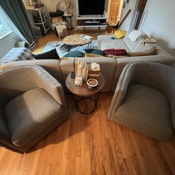 Pair of Mid Century Modern Matching Swivel Chairs Gently Used Super Comfy for Sale in Boulder CO OfferUp