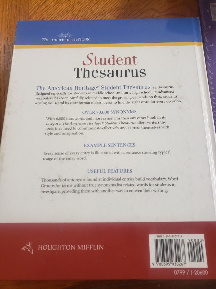 Peoria Az The American Heritage Student Thesaurus Hardcover Book Please ...