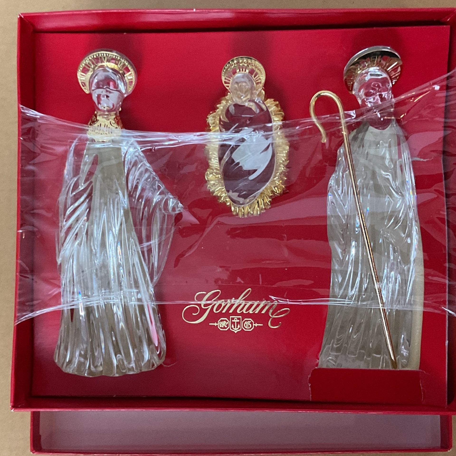Gorham Crystal 3 Piece Nativity Set Mary Joseph Baby Jesus Germany 24K ...