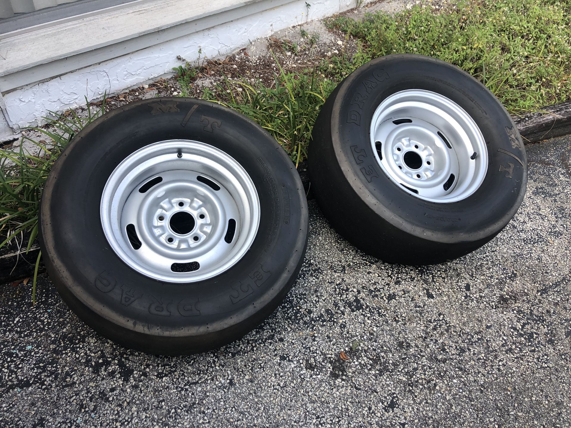 Pair 15x8 rally wheels with slicks 28x10.5 for Sale in Davie, FL - OfferUp