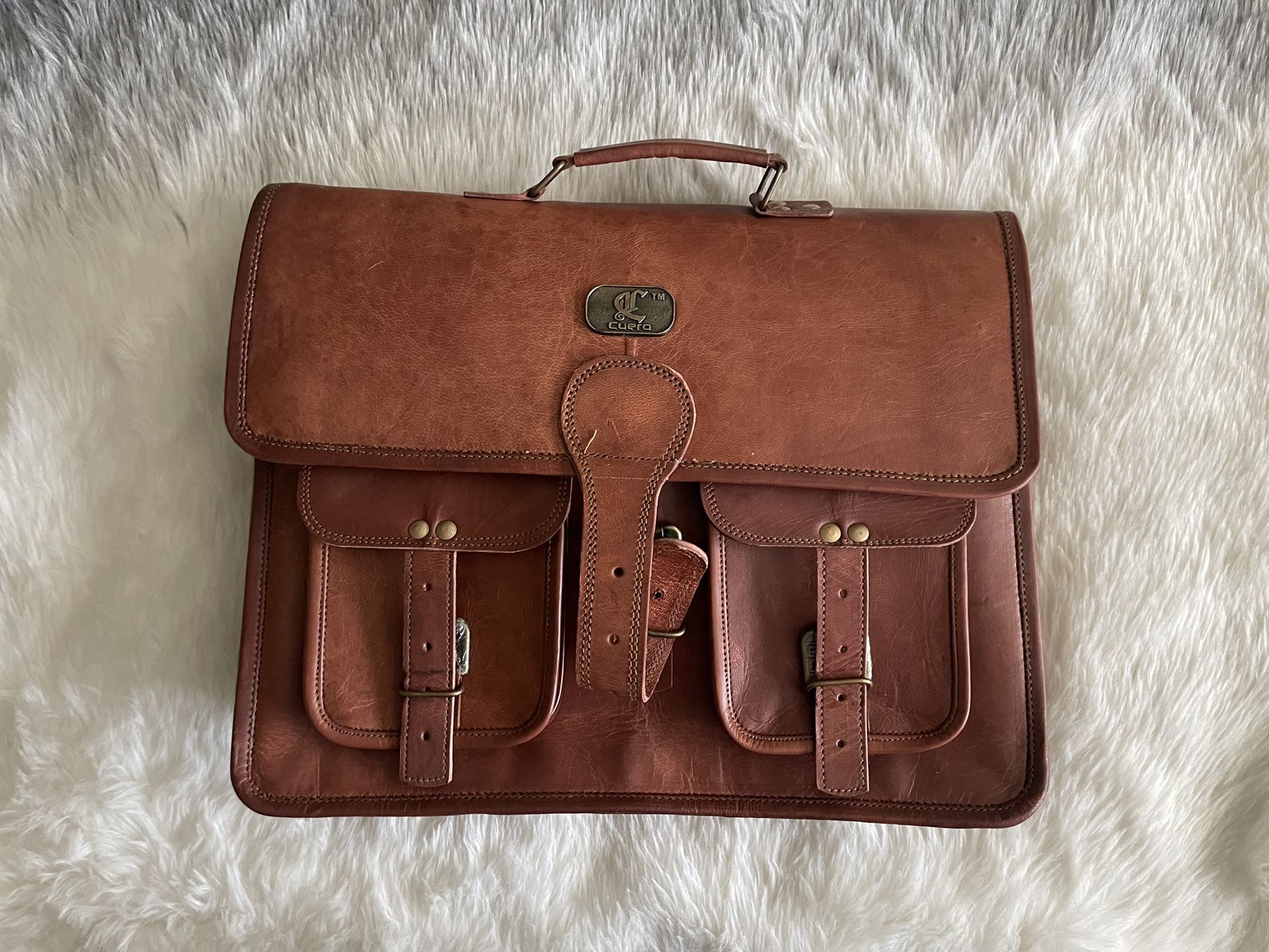 Cuero DHK 16 Inch Vintage Handmade Leather Messenger Bag Laptop ...