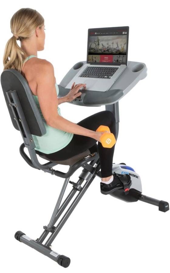 Exerpeutic ExerWorK 1000 Fully Adjustable Desk Folding Exercise Bike ...