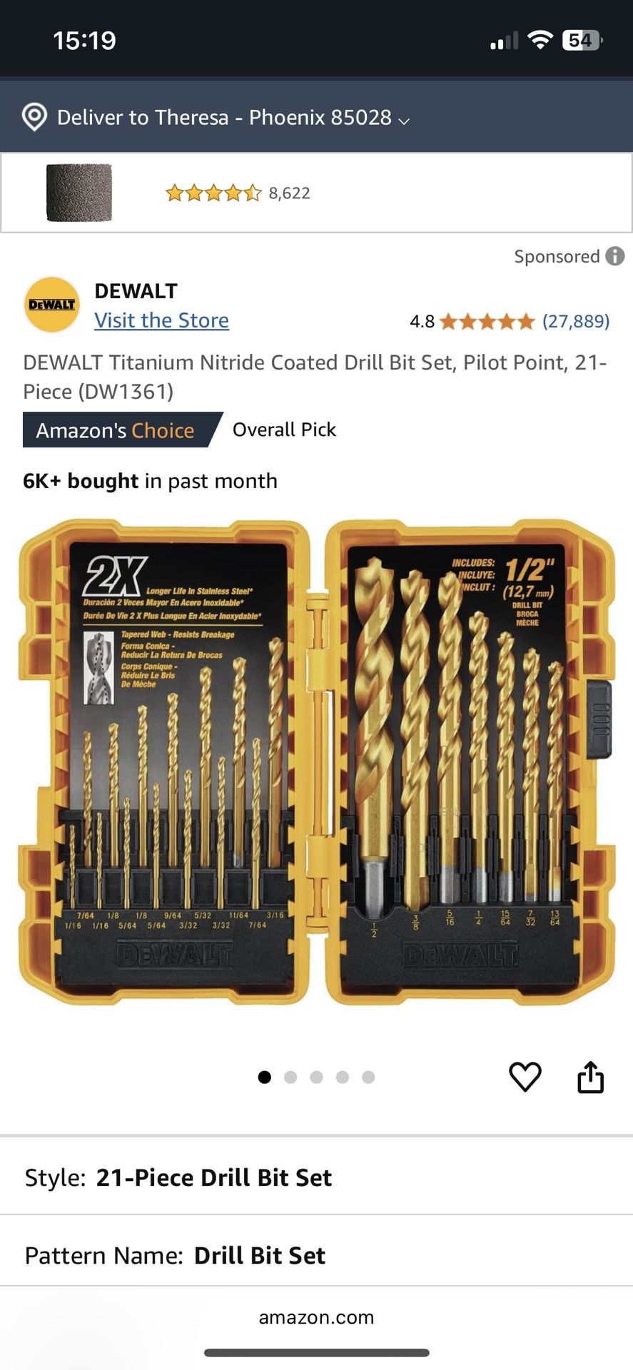 DEWALT Titanium Nitride Coated Drill Bit Set, Pilot Point, 21-Piece ...