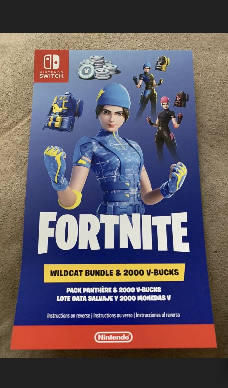 *NEVER USED* Nintendo Switch Fortnite Wildcat Bundle PLUS +2000 V-Bucks ...