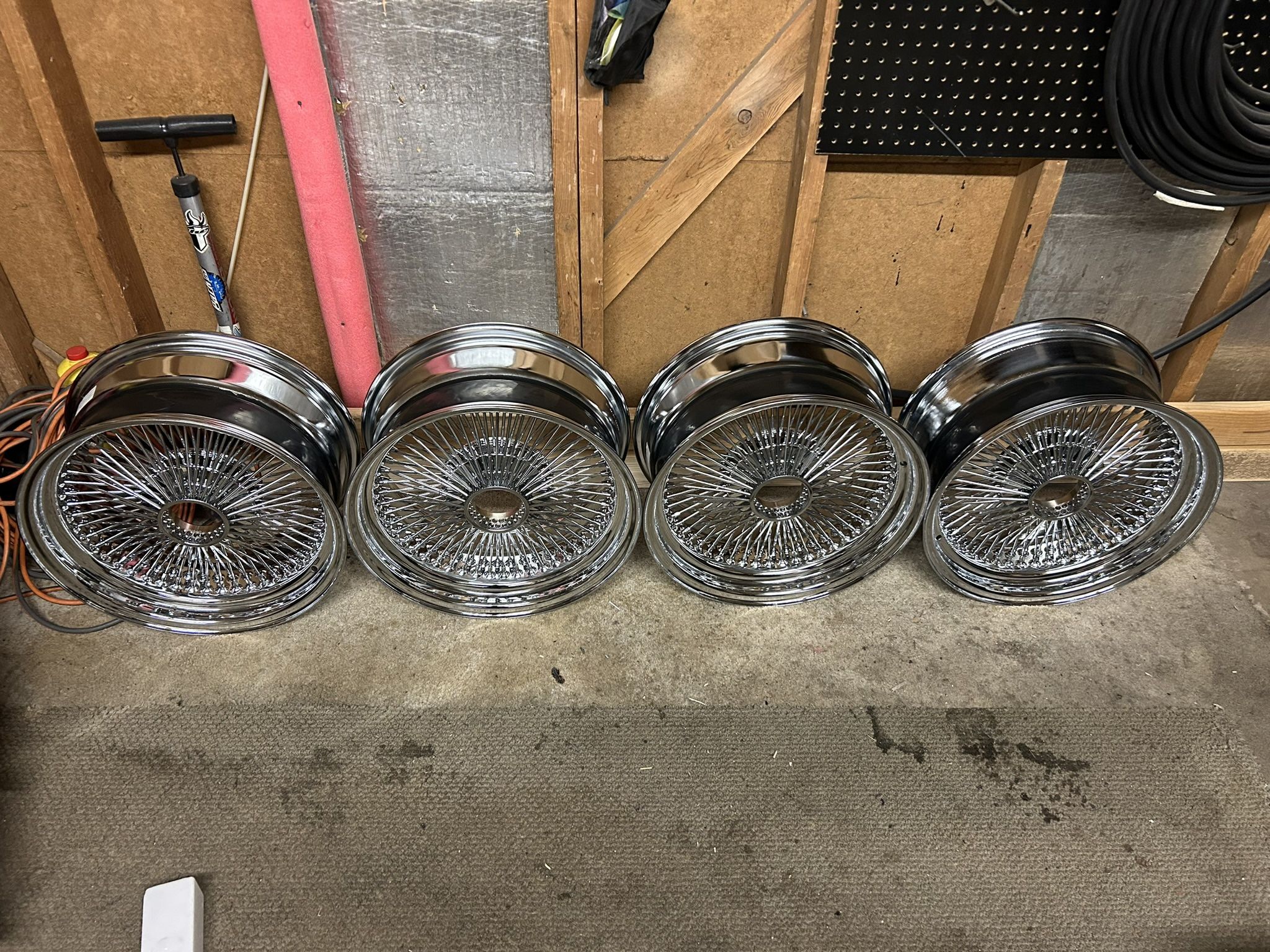 17” LA Wire Chrome 100 Spoke Wire Wheels for Sale in Albuquerque, NM ...