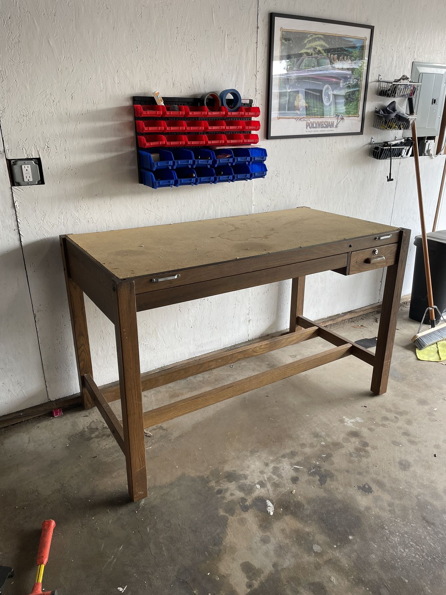 Sturdy Walnut Wooden Table Workbench for Sale in Los Angeles, CA - OfferUp
