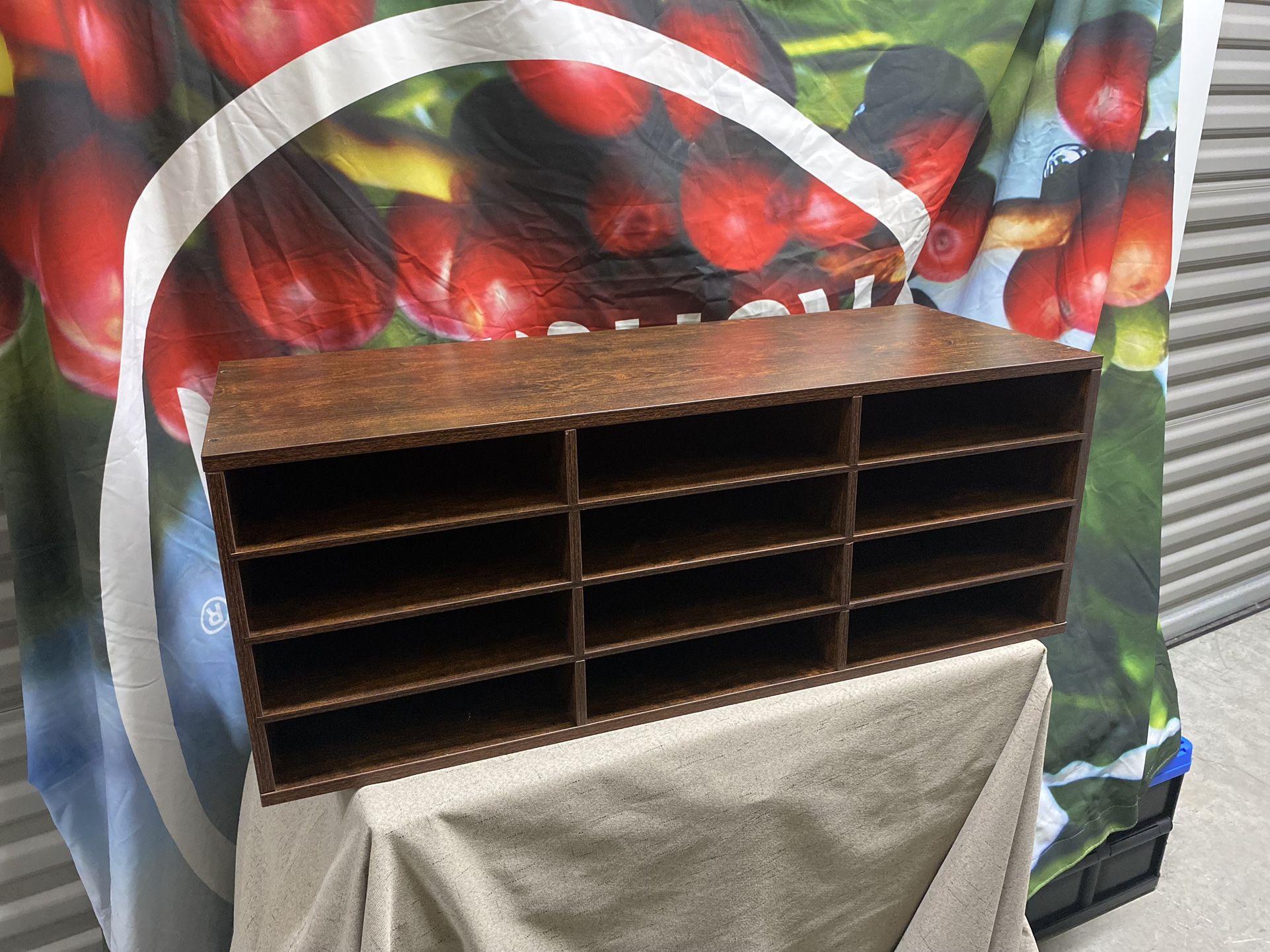 12 Compartment Mail Sorter Organizer, Wood Countertop Mailbox for ...