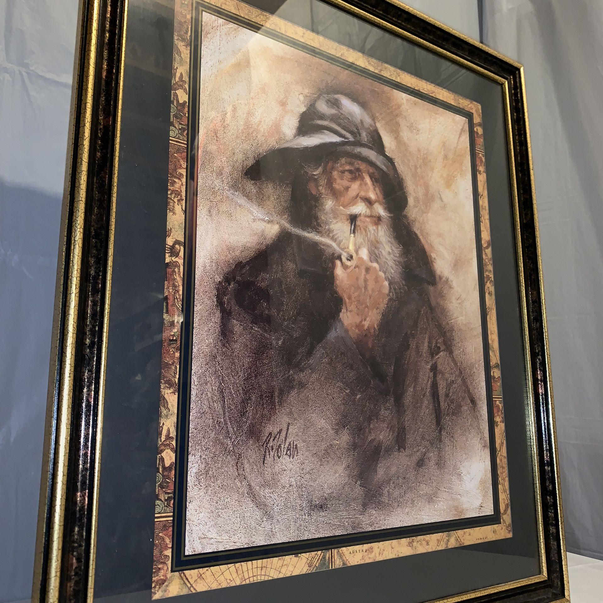 Signed R.Tolan Sea Captain Fine Art Print Painting With High End Gold ...