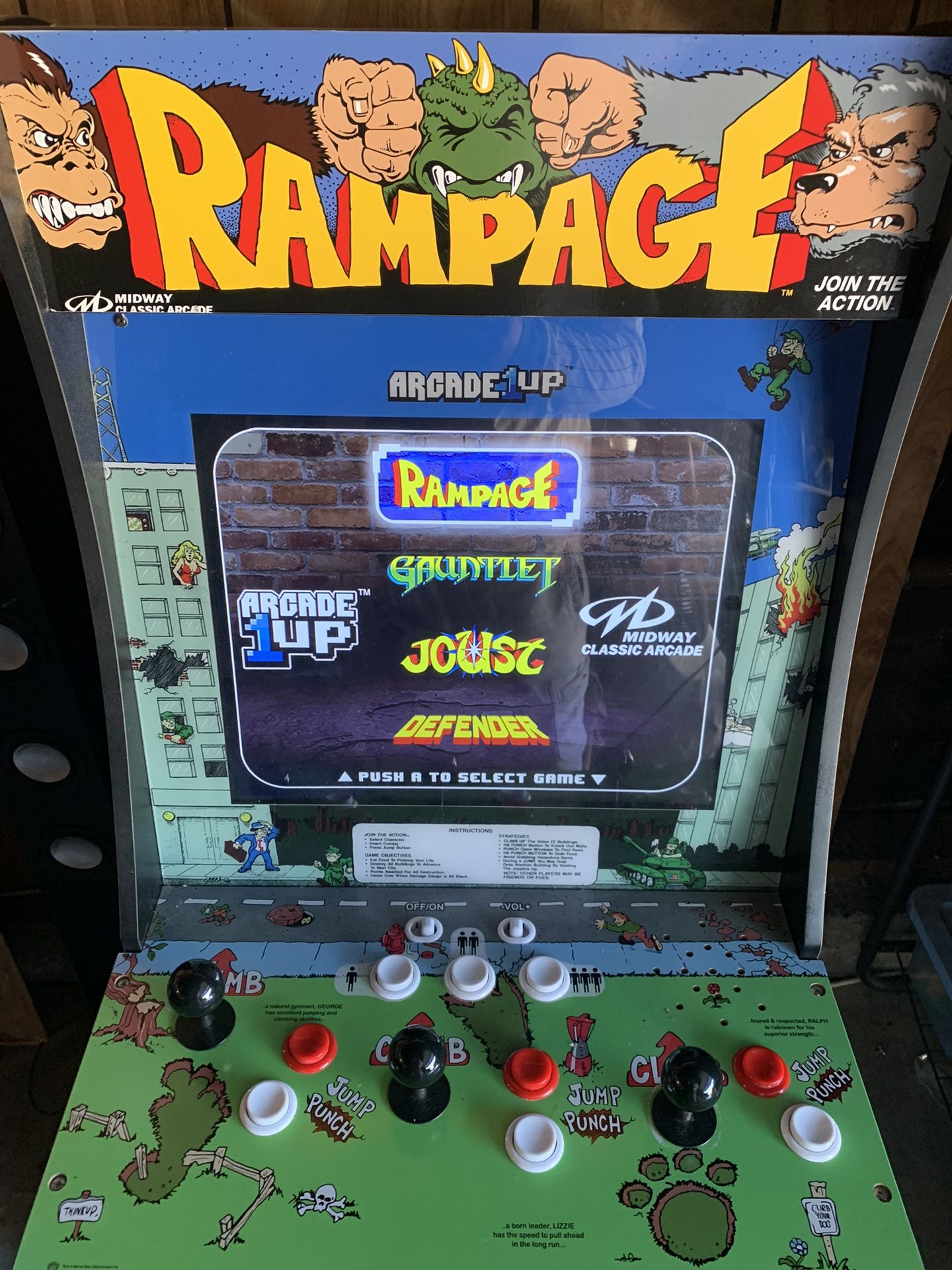 Rampage 1up Arcade Cabinet with 4 games reprogrammable for Sale in ...