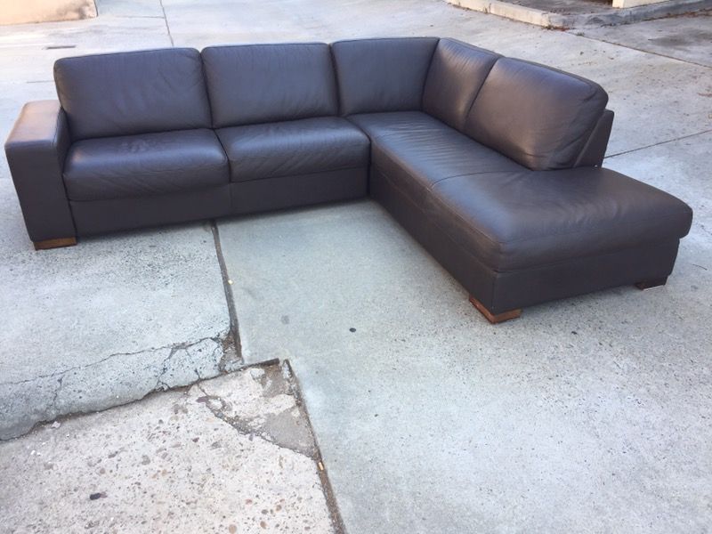 ITALSOFA, by Natuzzi Top Grain Italian Leather Sofa w/ Chaise for Sale ...