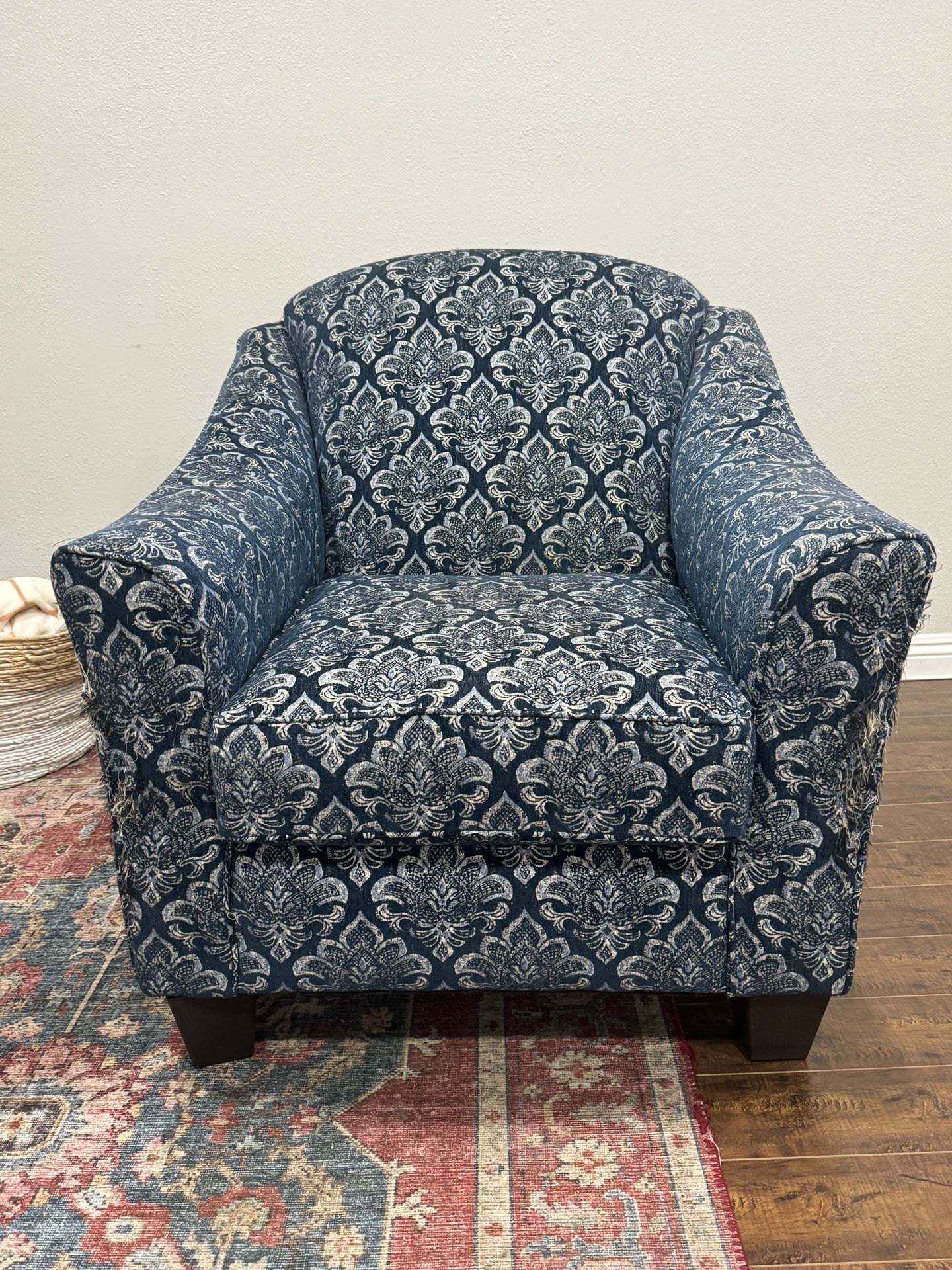 Elegant Blue Armchair with Classic Damask Pattern for Sale in Gardena ...