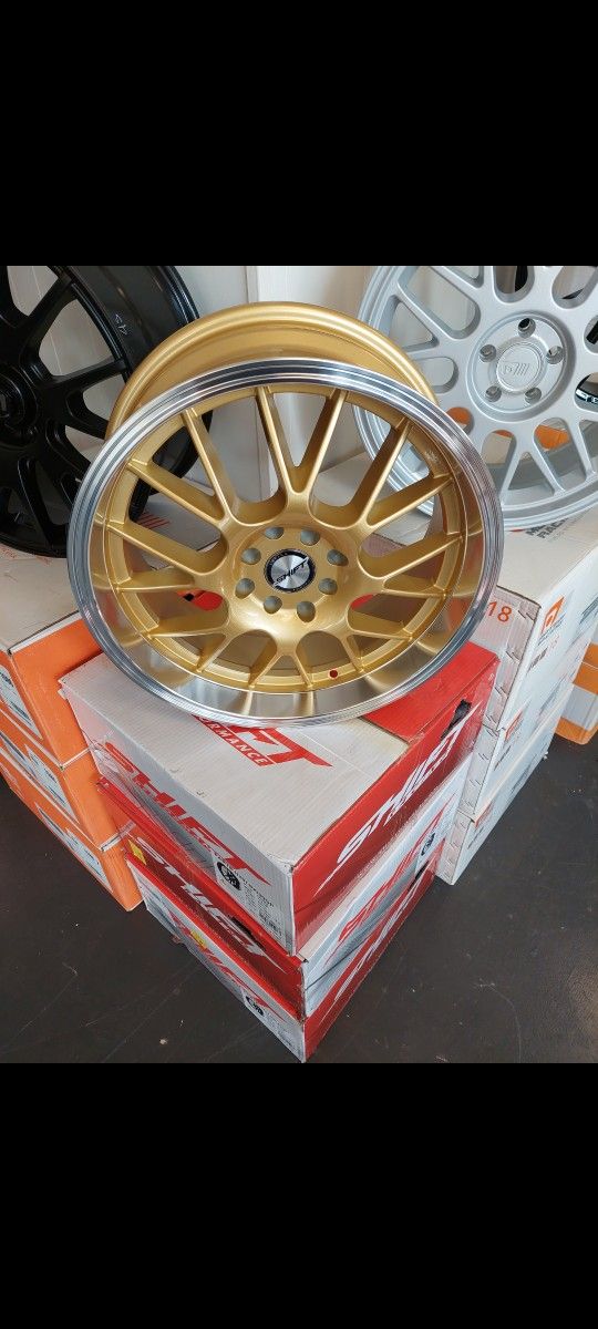 17X7 Shift Racing Rims Gold With Chrome Lip Comes With Falken Tires for ...