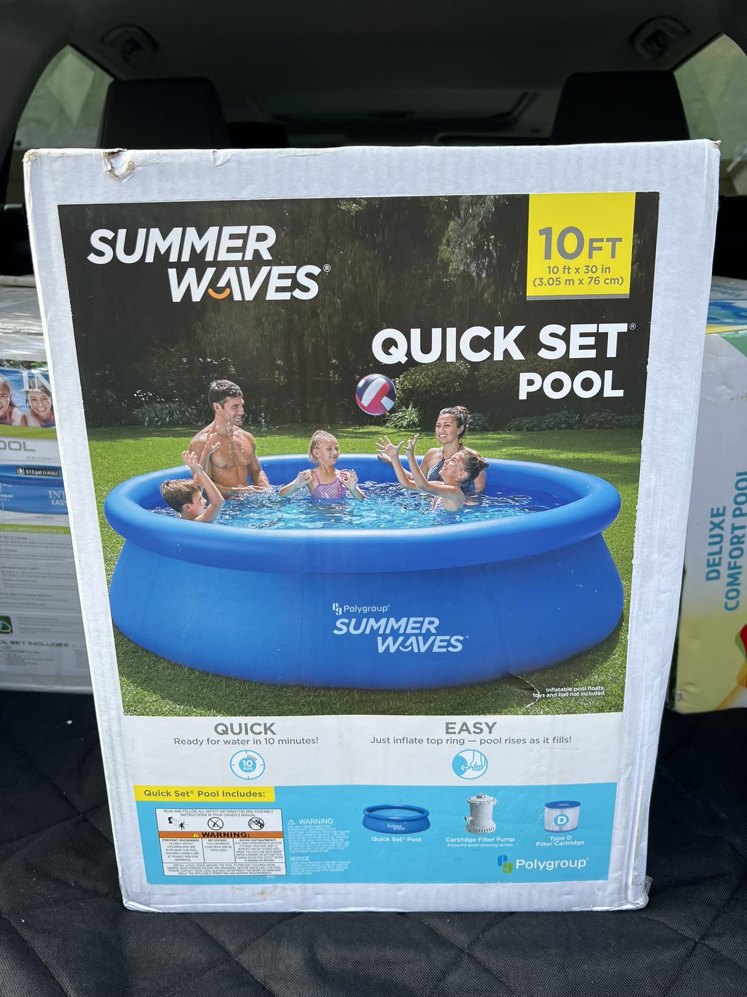 Summer Waves 10 Ft Family Pool Inflatable With Filter Quick Set Piscina ...