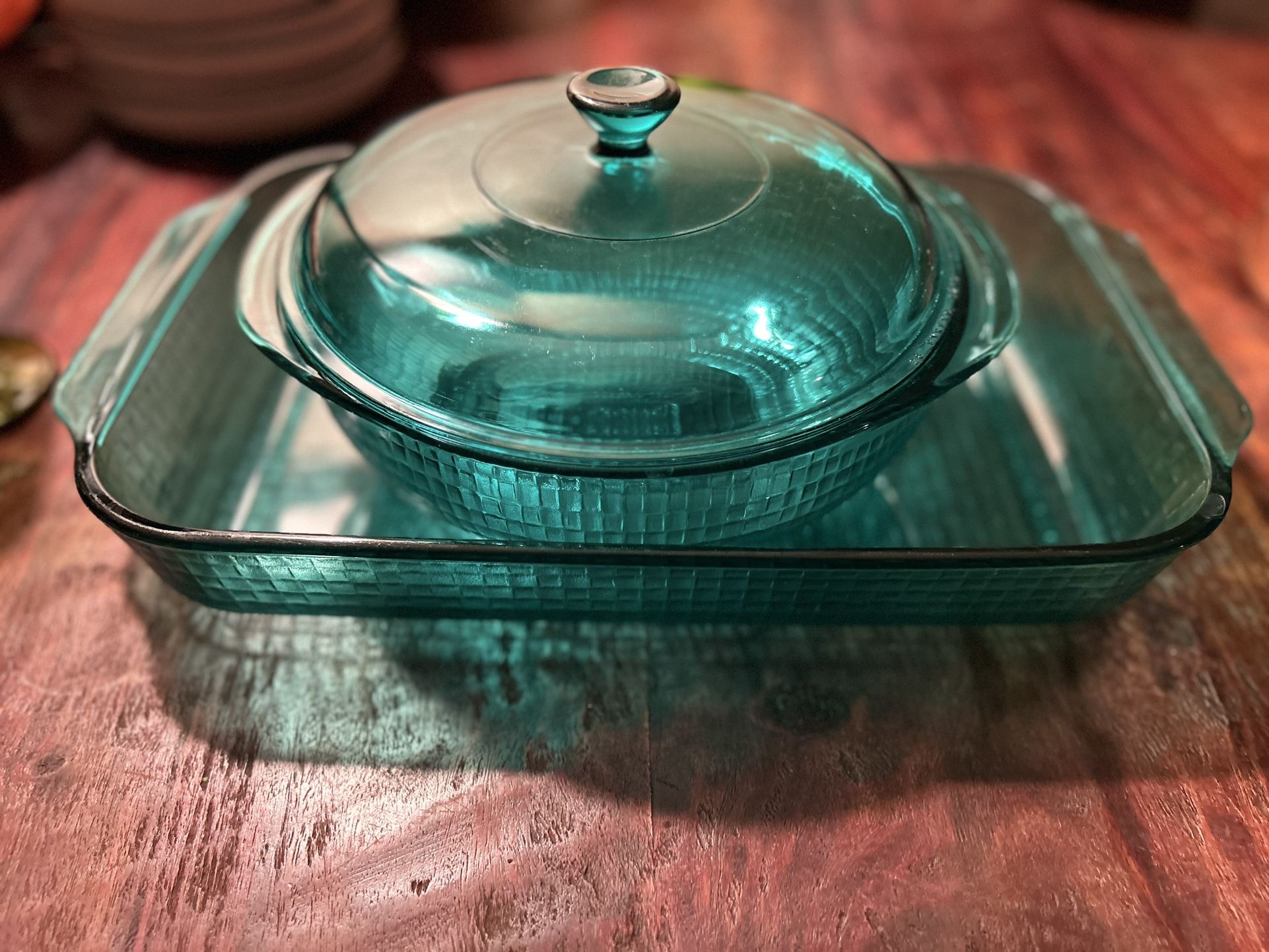 RARE Pyrex Teal Basketweave Casserole And Baking Dishes for Sale in ...